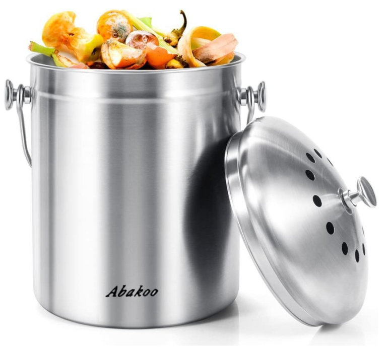 Abakoo Stainless Steel Compost Bin - 1.3 Gallon Premium Grade 304 ...